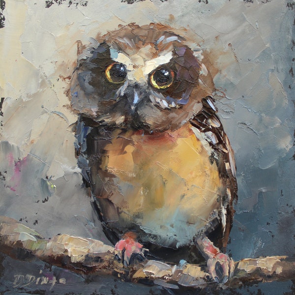 Pink Robin CUSTOM Original Oil Painting by Daiga Dimza Handmade Bird ...