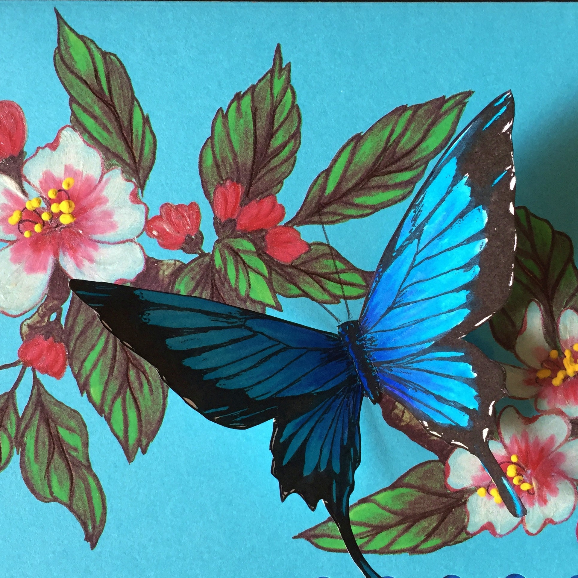 Scarlet Mormon Realistic 3D butterfly greeting card Combination ...