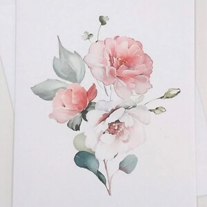 Flower Note Cards, Blank Folded Card Set, Orange Flowers, Watercolor ...