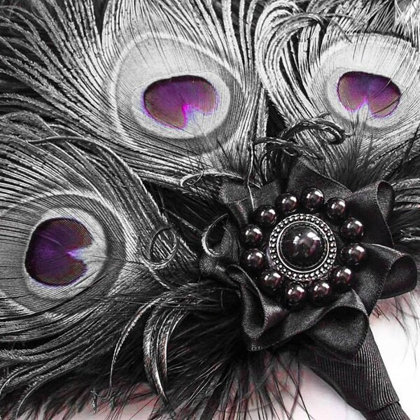 Steampunk Feather Brooch Peacock Feather With Cogs Many Colours Wedding ...