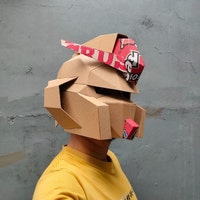 Cardboard Robot Head With Face Helmet Template. DIY Printable Pattern ...