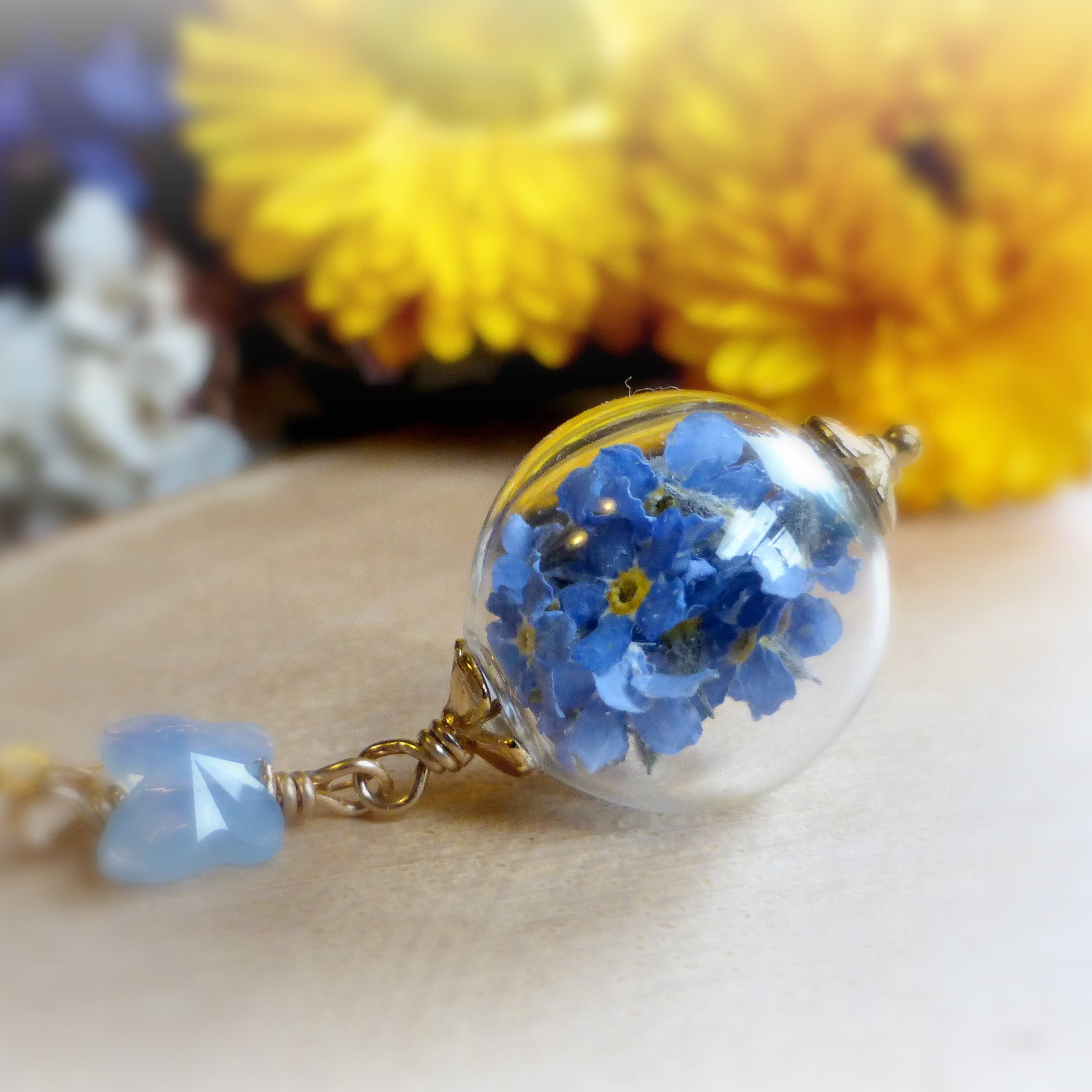 Natural flowers jewelry by FlowerGiftByNature on Etsy