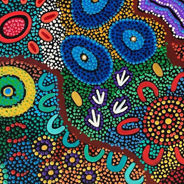 New Aboriginal Painting Serpent Hand Painted on Stretched Canvas COA - Etsy