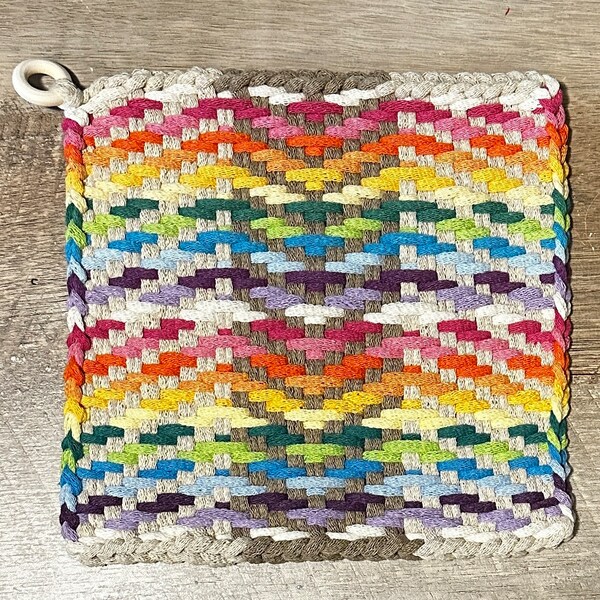 Set of 2 Handwoven Potholders, Multicolored, Hot Pad, Trivet, Thick ...