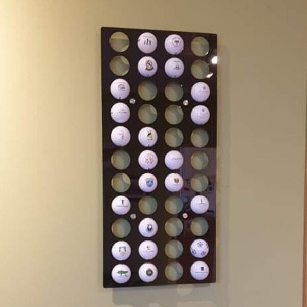 Golf Ball Display Wall Mounted Signed Hole in 1 Black Acrylic 44 Balls ...