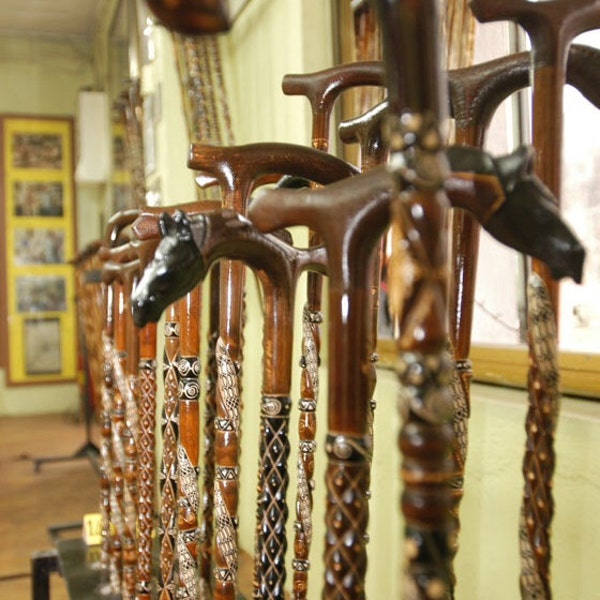 Handmade Wooden Walking Stick With Unique Spiral Design Artisanal ...