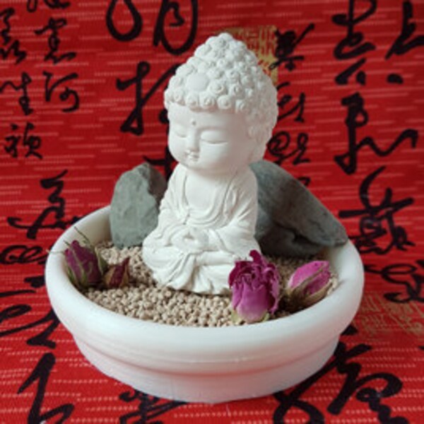 Miniature Little Meditation Monk 1803 W/small Dish Holder Set - Etsy