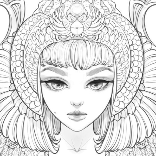 Morrigan Goddess, Raven, Digital Stamp, Line Art, Goddess of War ...