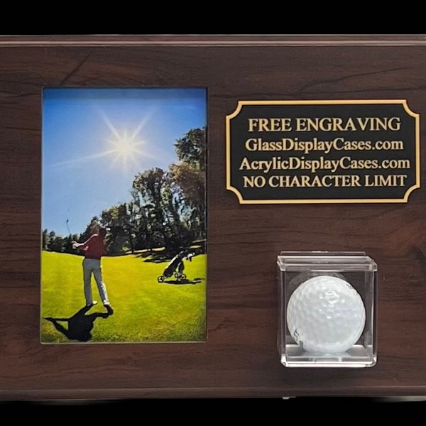 Golf Ball Personalized Glass Display Case With Solid Oak Wood Base With ...