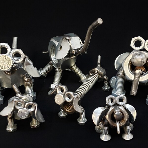 Welded Nuts and Bolts Dog Medium Round Body - Etsy