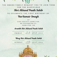 Akhand Path Invitation Sikh Invitations, Sri Akhand Path Sahib Invite ...
