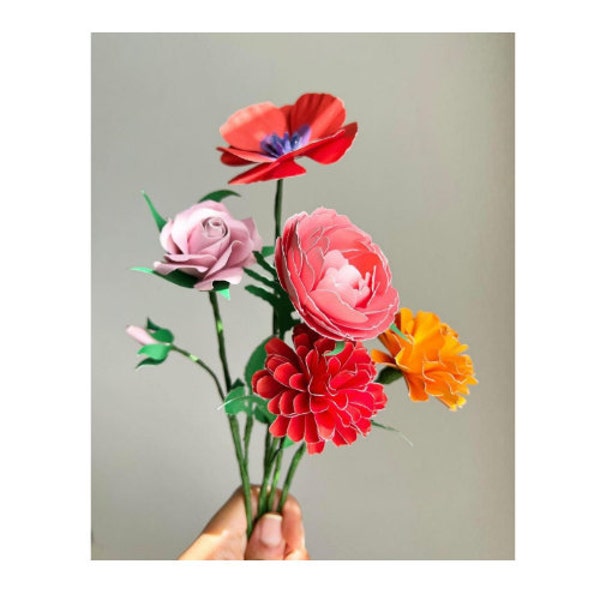 2D Paper Flower Template, Printable PDF DIY Paper Flower Templates ...