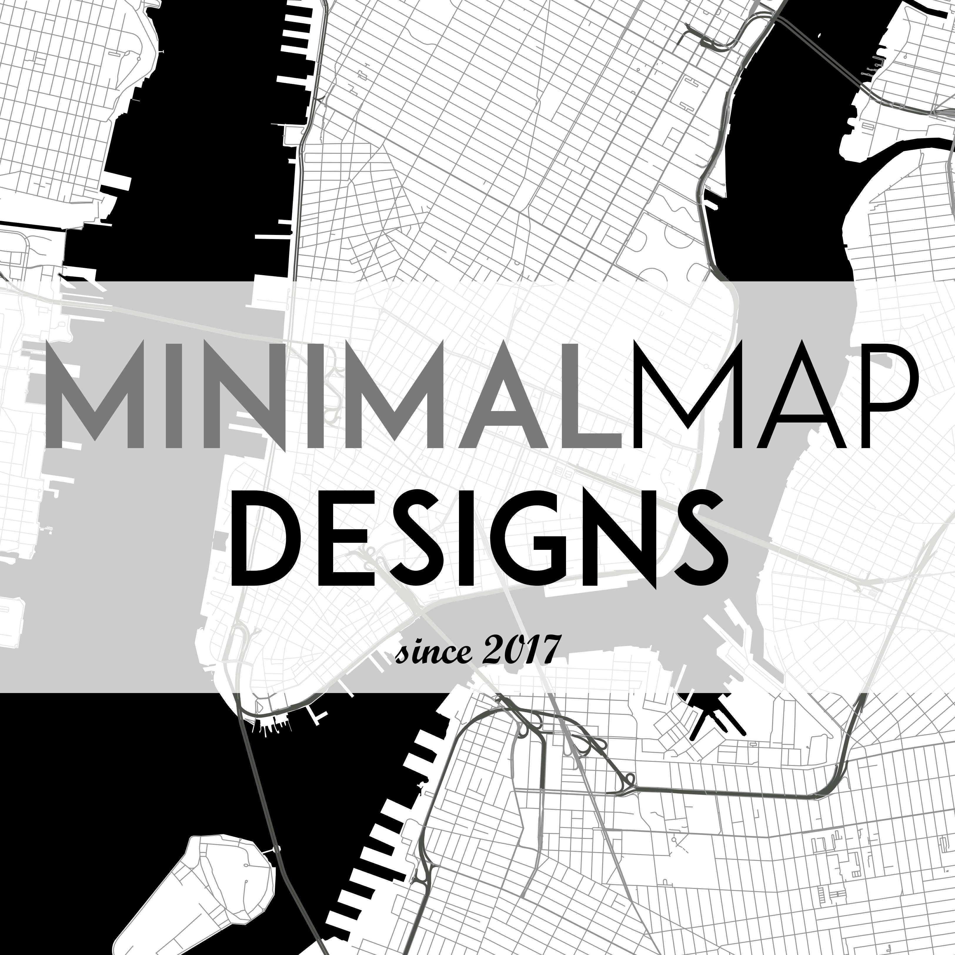 Minimalist City Map Posters Prints & Digital by MinimalMapDesigns