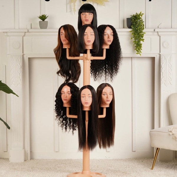 Adjustable Multi-head Wig Stand Comes With 7 Mannequin Heads Display 1 ...
