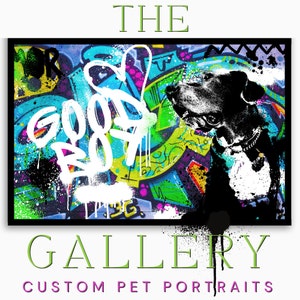 Custom Graffiti Portrait. Dog or Cat Canvas Wall Art Made From Photo ...