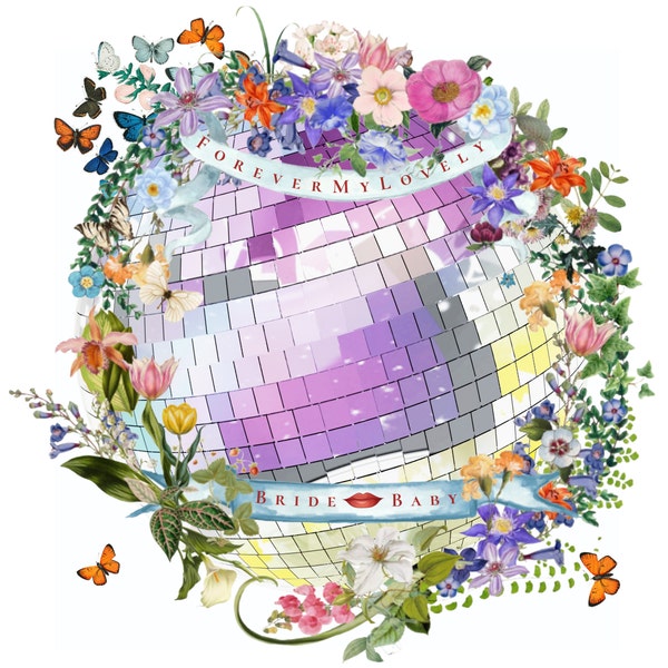 Pink Disco Ball Garden Greenery 5 X 7 Invitation for Parties or ...