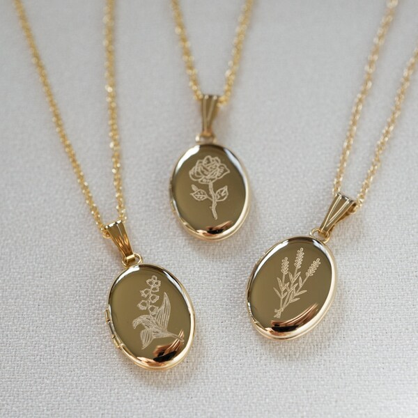 Lavender Oval Locket, Necklace, 14K Solid Gold, Gold Filled Locket ...