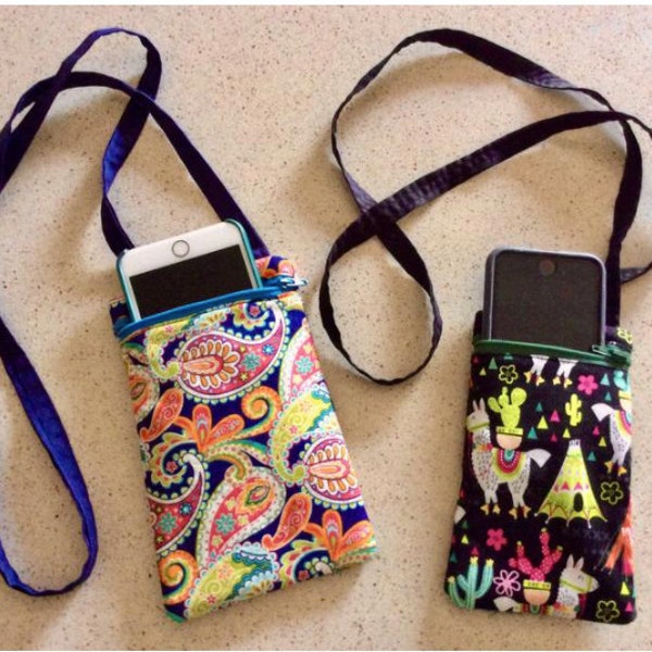 Crossbody Cell Phone Pouch, Tartan, Plaid Pattern, iPhone Zipper Case ...