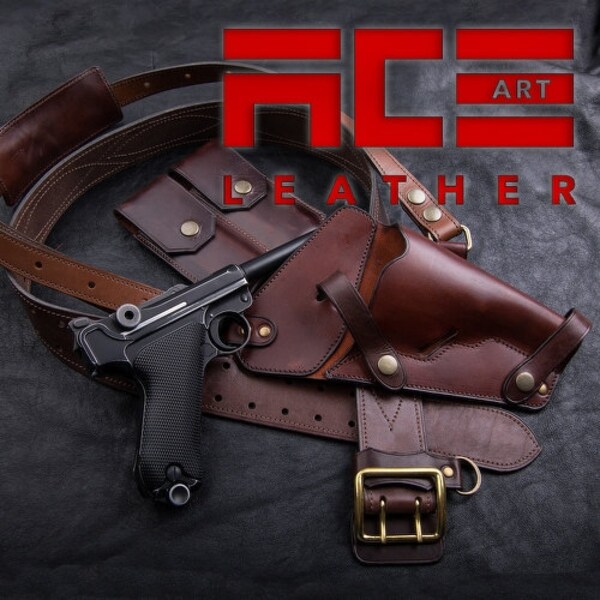 Colt 1911 Custom Made Leather Shoulder Spider Holster Vintage Look ...