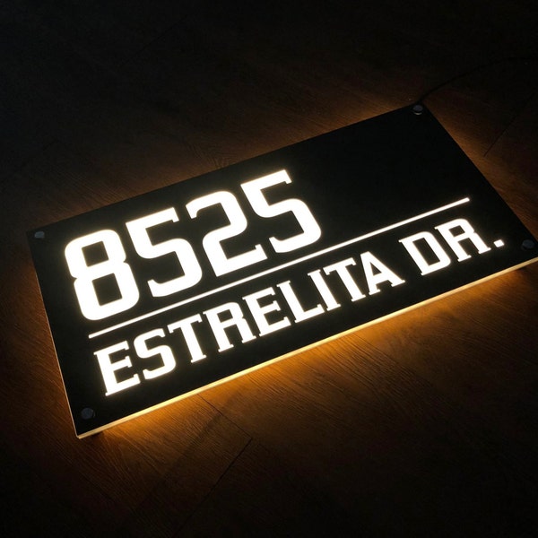 Illuminated House Sign Modern ,LED House Number, Vertical Address ...