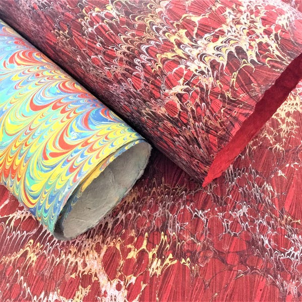 Handmade Bookbinding Paper, Hand Marbled Paper, Art Supplies ...