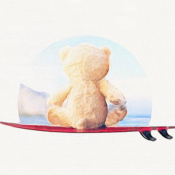 Teddy Bear Surfers Cuddling on Surf Board Women's Tri-blend Racerback ...