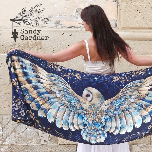 Owl Scarf, Owl Gift, Gift for Her, Barn Owl, Winged Scarf, Winged Shawl ...