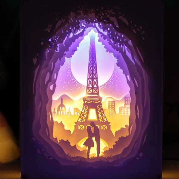 Anime Paper Cut Light Box led RBG and Controller, 3D Shadow Box With ...