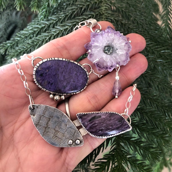 Green Variscite Jasper Pendent, Chyrsophase Accent, Sterling Silver ...