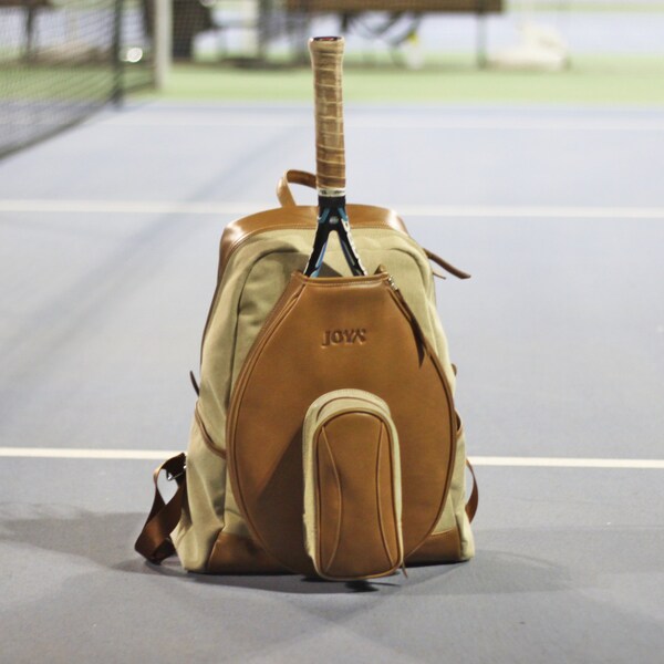 Joya Personalized Top Grain Italian Leather Backpack Tennis Bag 3 Racket Capacity - Etsy