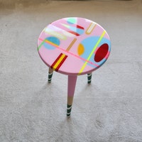 Red White Abstract Funky Colorful Side Resin Coffee Tables,maximalist ...