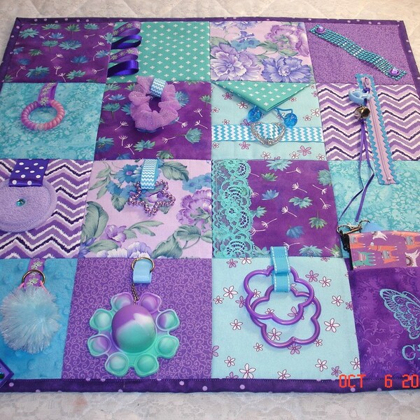 Pastel Fidget Butterflies FROGS Activity Busy Tactile Sensory Quilt ...