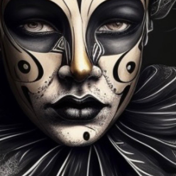 Limited Edition. Half Face Demon Mask. Black and Gold Demon Mask ...