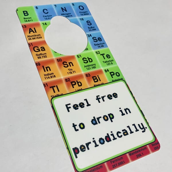 Free US Shipping. Periodic Table of Elements Nerd Geek Decor. Door Sign ...