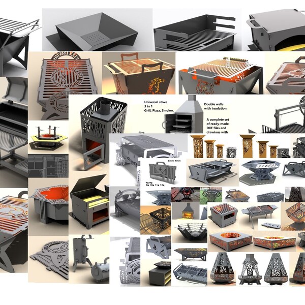 Grill Fire Pit. DXF File Plasma, Laser Cutting. DIY Metalwork. Ready ...