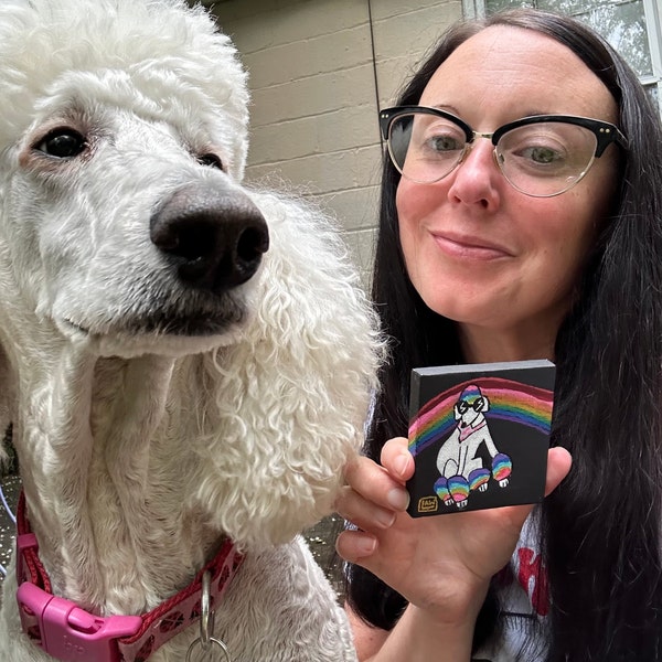 Poodle Angel Acrylic Painting 4x4x1.5 Inches on Canvas, Poodle Sympathy ...