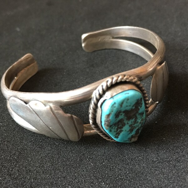Vintage Carmelita Simplicio Zuni Turquoise Ring Sterling Silver Feather ...