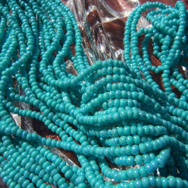 Size 9/0 Three Cut-tri Cut Transparent Dark EMERALD Teal GREEN Luster ...