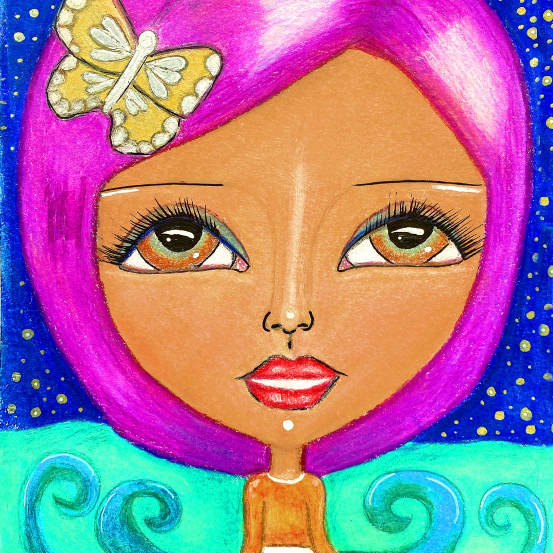 Cute Girl Unique Fine Art Girls Print Original Drawing Ellorie ...