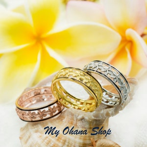 Sterling Silver Hawaiian Plumeria Ring 14K Gold, Rose Gold Plated ...