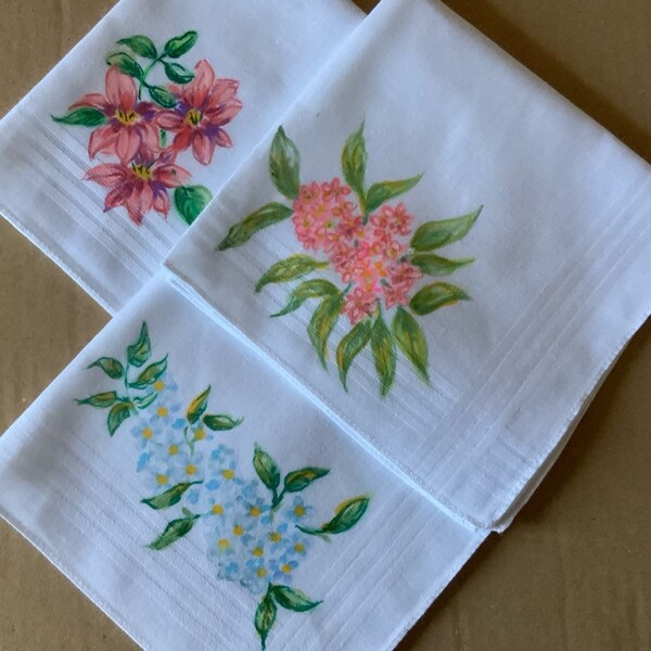 Custom, Personalised Hand Painted Handkerchiefs for Ladies ...