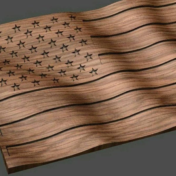 CNC Stl 3D Waving American Flag. Beautiful, Highly Detailed and ...