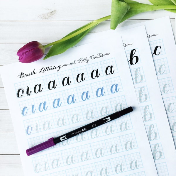 Capital Letters Brush Lettering uppercase Practice Sheets for Large ...