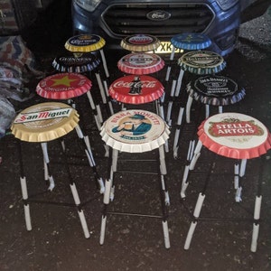 Bar Stool Man Cave Bar Stool Home Bar Bottle Top Cap Custom Design ...