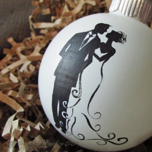 Elegant Bride and Groom Christmas Ornament. Hand Painted. Personalized ...