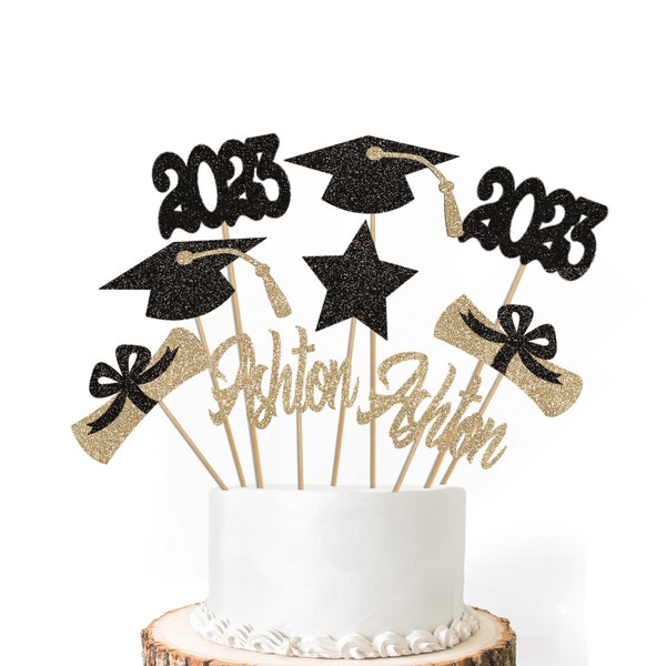 3 Glitter Graduation Cap Centerpieces // Large Graduation Diploma ...
