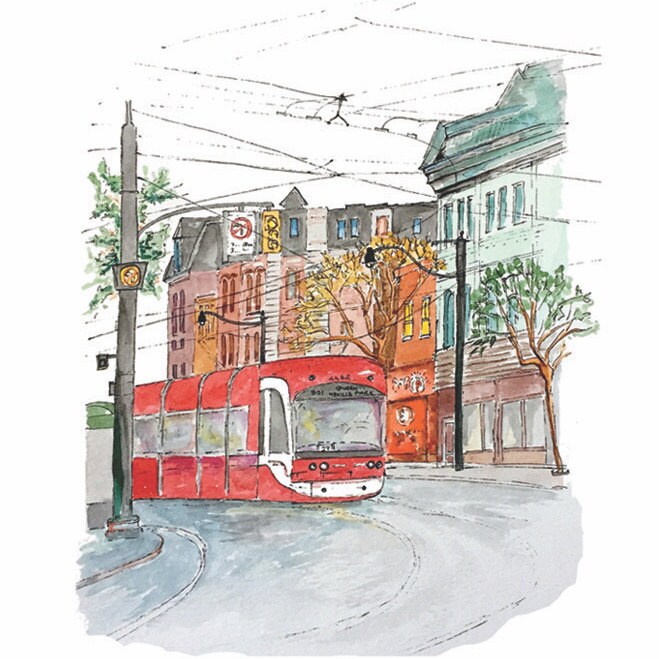 Art & Collectibles Watercolor Toronto street view Toronto heritage ...