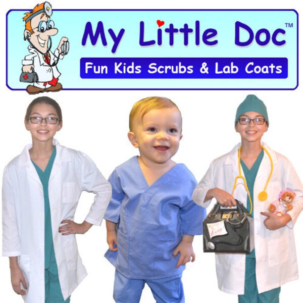 Personalized Kids Lab Coat and Scrub Set for Little Doctors and Nurses ...