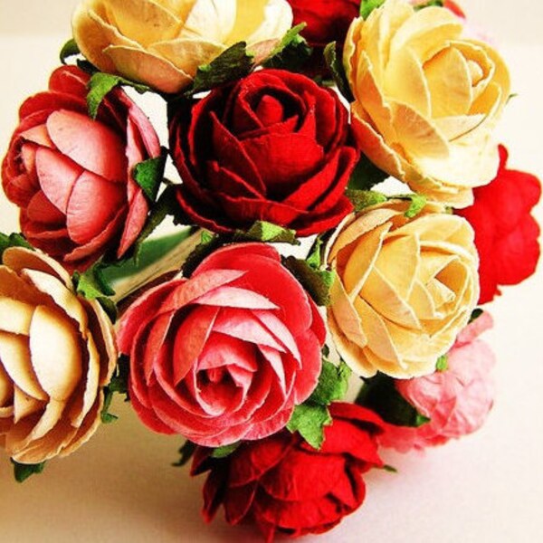 Burnt Orange Magenta Apricot Pink Millinery Roses Flowers Handmade ...