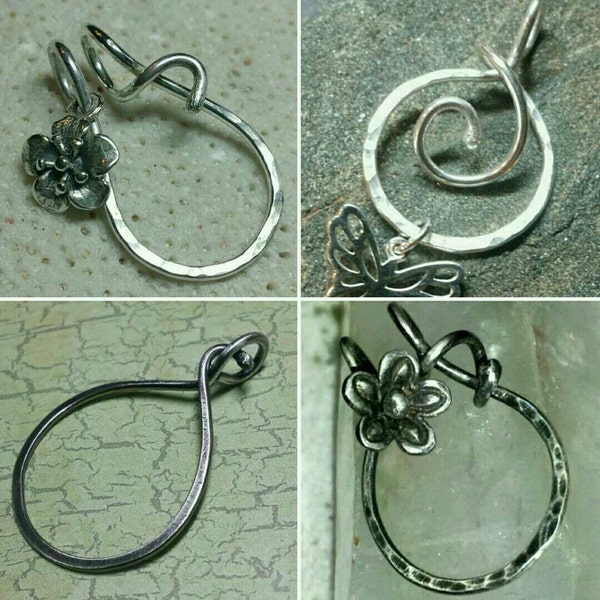 Unique Sterling Silver Charm Holder Modern Teardrop Thick Smooth ...